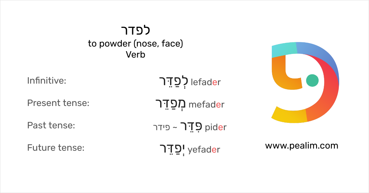לפדר – to powder (nose, face) – Hebrew conjugation tables