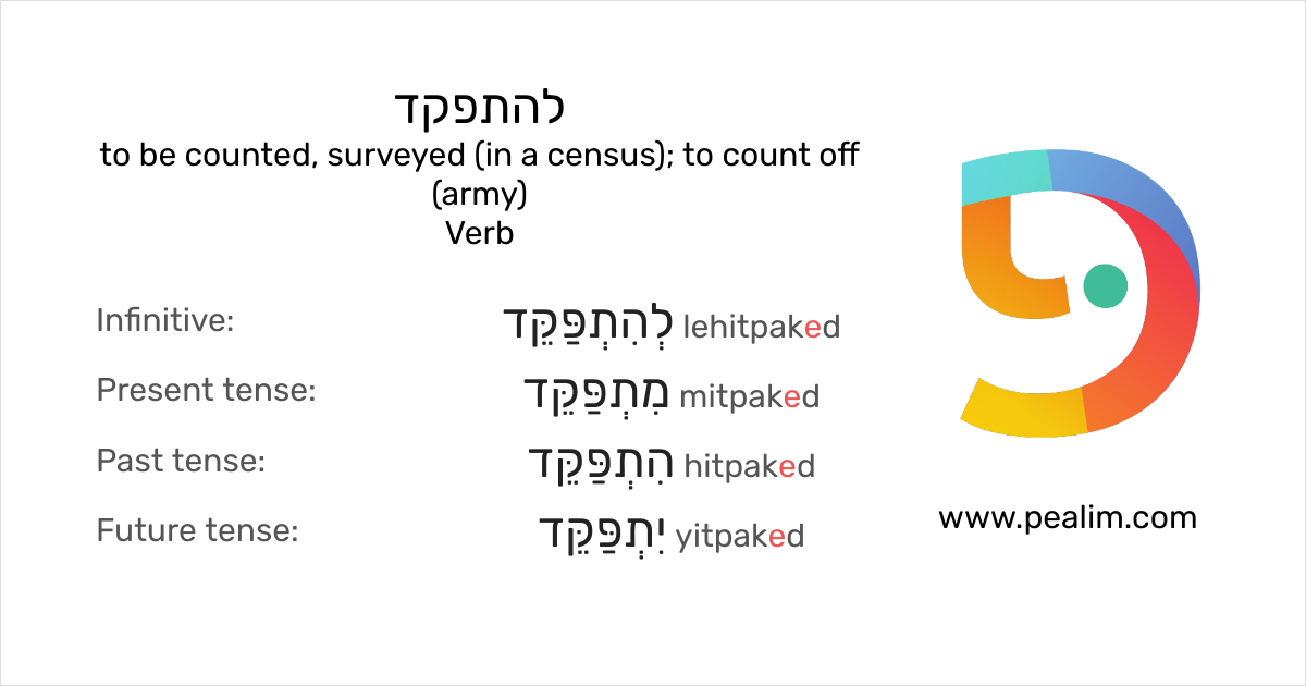להתפקד – to be counted, surveyed (in a census); to count off (army ...