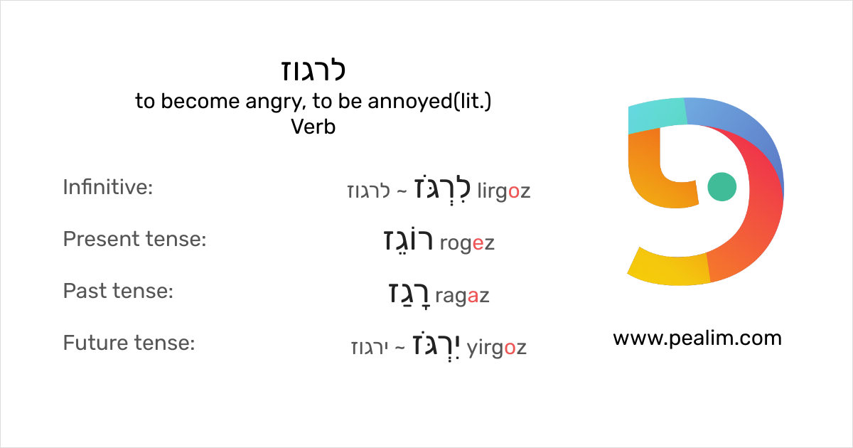 לרגוז – to become angry, to be annoyed(lit.) – Hebrew conjugation tables