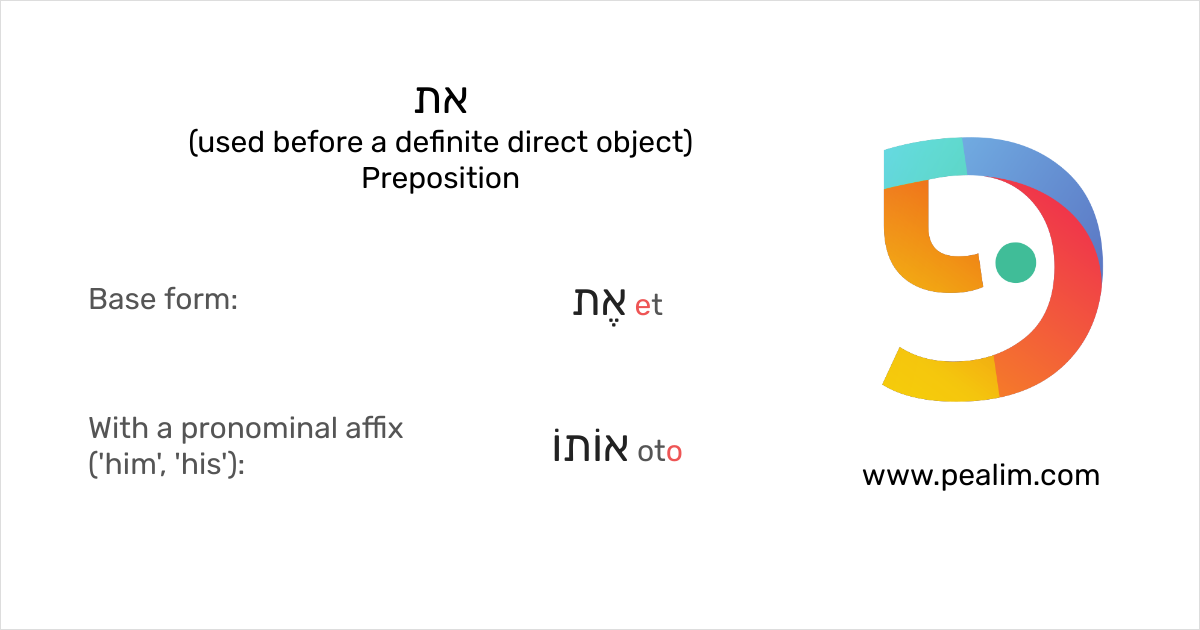 את – (used before a definite direct object) – Hebrew conjugation tables