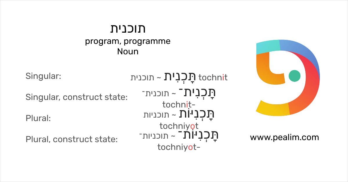 תוכנית – program, programme – Hebrew conjugation tables