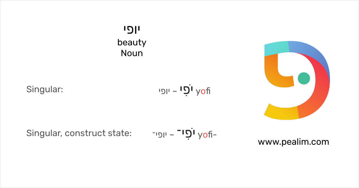 יופי – beauty – Hebrew conjugation tables
