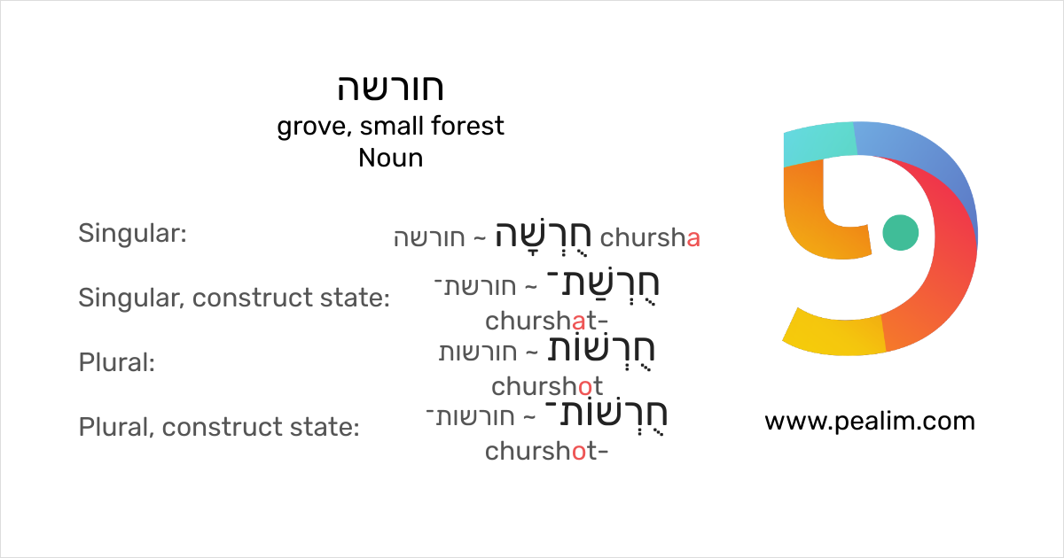 חורשה – grove, small forest – Hebrew conjugation tables