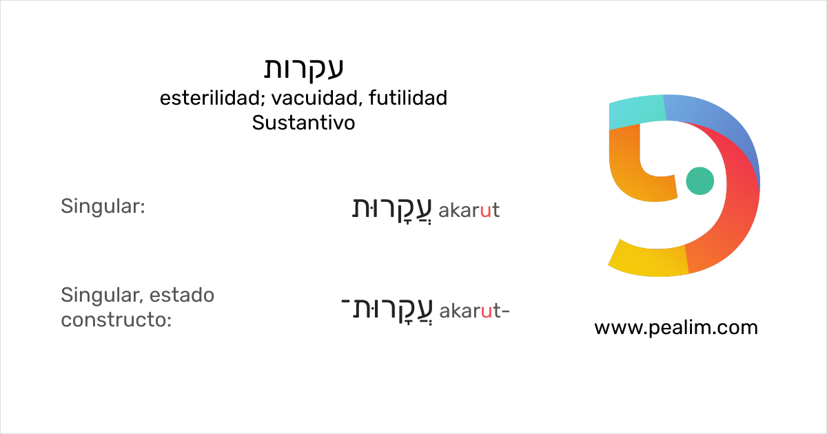 עקרות – esterilidad; vacuidad, futilidad – Tablas de conjugación en hebreo