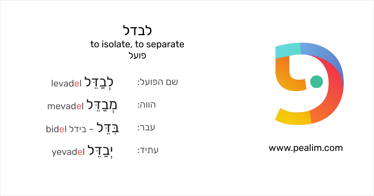 לבדל – to isolate, to separate – טבלאות הנטייה בעברית
