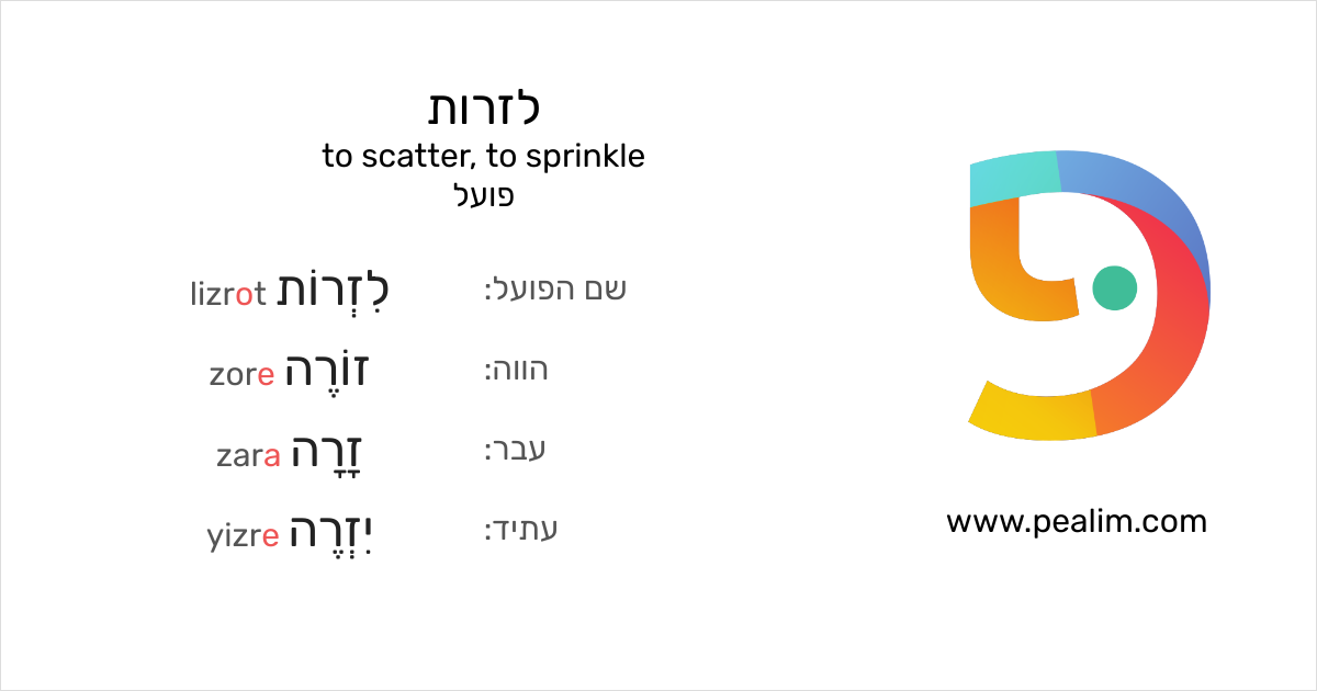 לזרות – to scatter, to sprinkle – טבלאות הנטייה בעברית