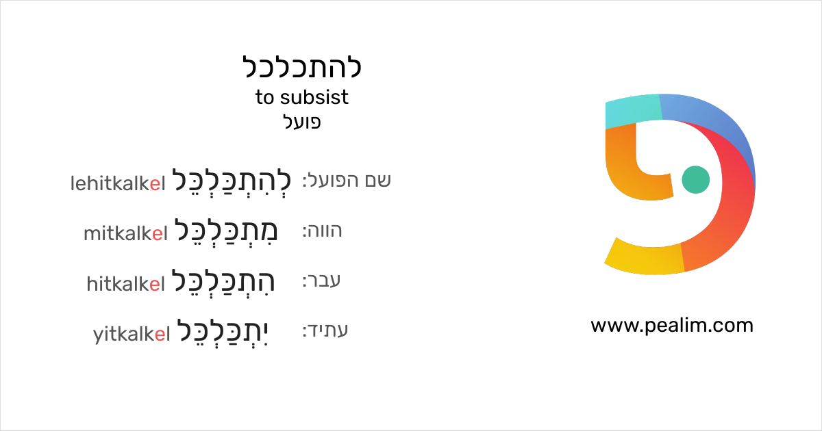 להתכלכל – to subsist – טבלאות הנטייה בעברית